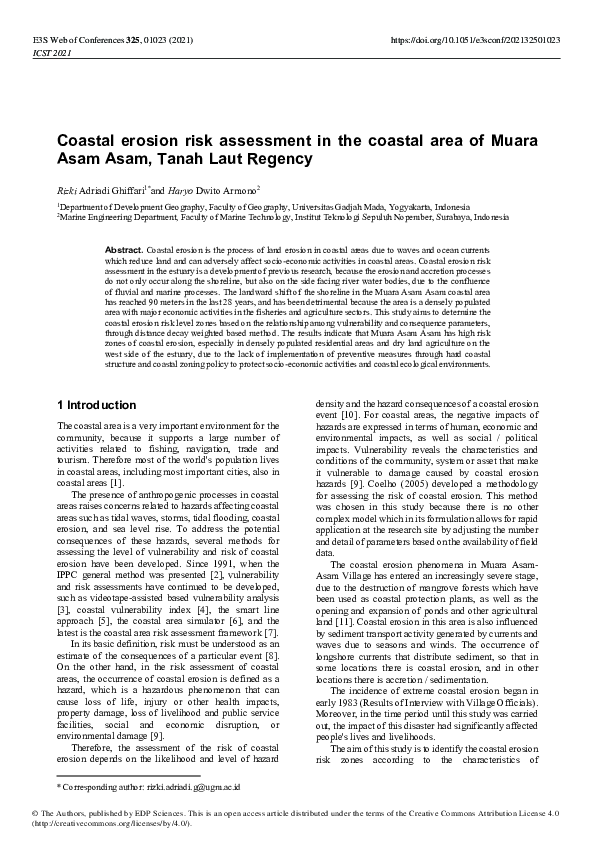 (PDF) Coastal erosion risk assessment in the coastal area of Muara Asam ...
