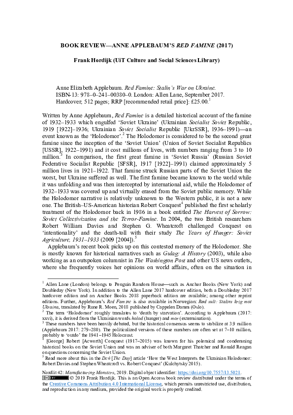 (PDF) Book Review—Anne Applebaum’s Red Famine (2017)
