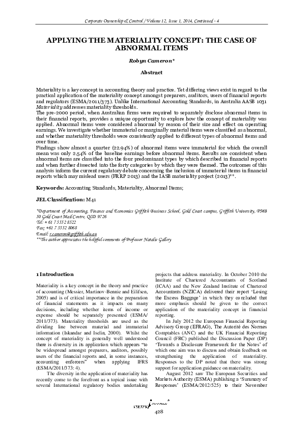 (PDF) Applying the Materiality Concept: The Case of Abnormal Items ...