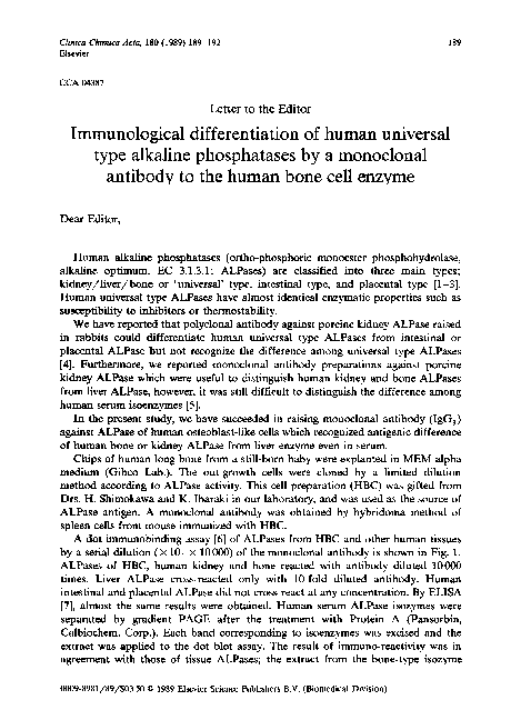 (PDF) Immunological differentiation of human universal type alkaline ...