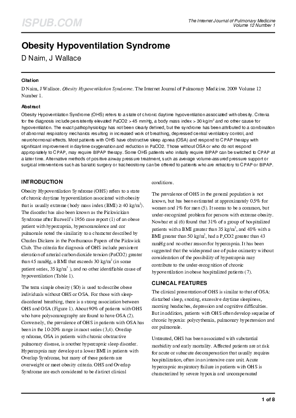 (PDF) Obesity Hypoventilation Syndrome