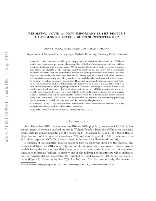 (PDF) Resolving COVID-19: How Important Is the People's Cautiousness ...