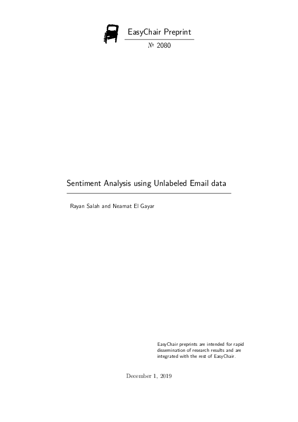 (PDF) Sentiment Analysis using Unlabeled Email data