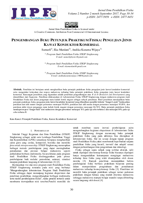 (PDF) Pengembangan Buku Petunjuk Praktikum Fisika: Pengujian Jenis Kawat Konduktor Komersial ...
