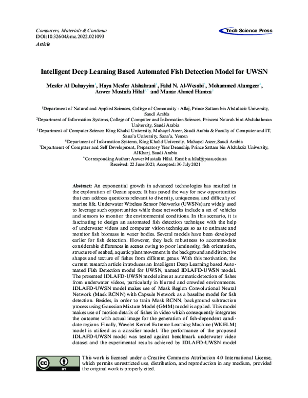(PDF) Intelligent Deep Learning Based Automated Fish Detection Model ...