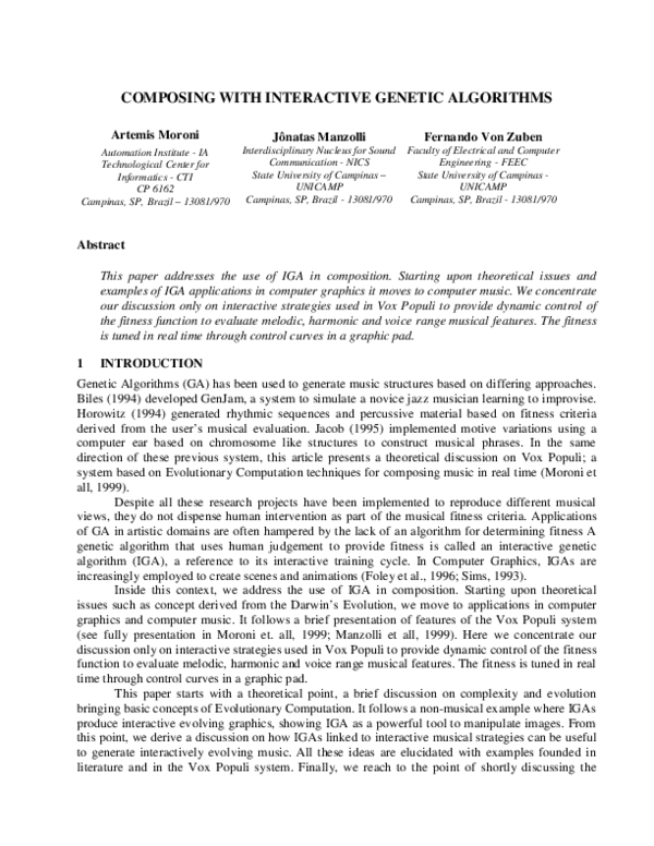 (PDF) Composing with interactive genetic algorithms | Jônatas Manzolli - Academia.edu