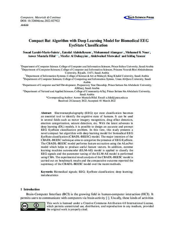 Pdf Compact Bat Algorithm With Deep Learning Model For Biomedical Eeg