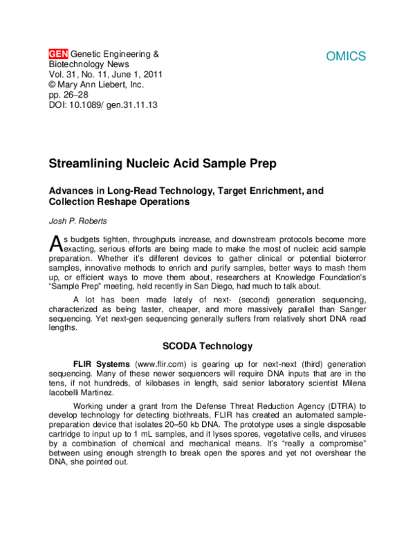 (PDF) Streamlining Nucleic Acid Sample Prep