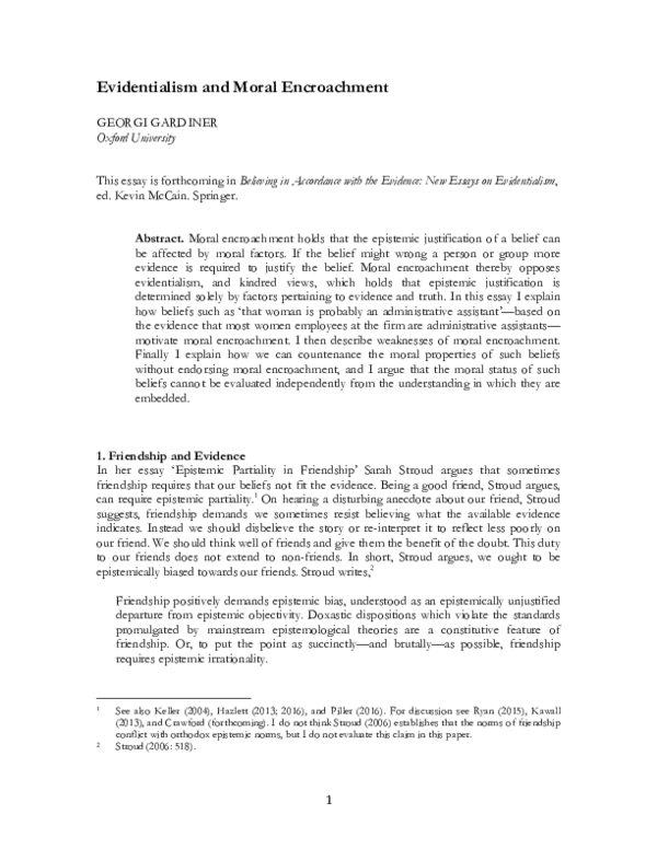 (PDF) Evidentialism and Moral Encroachment