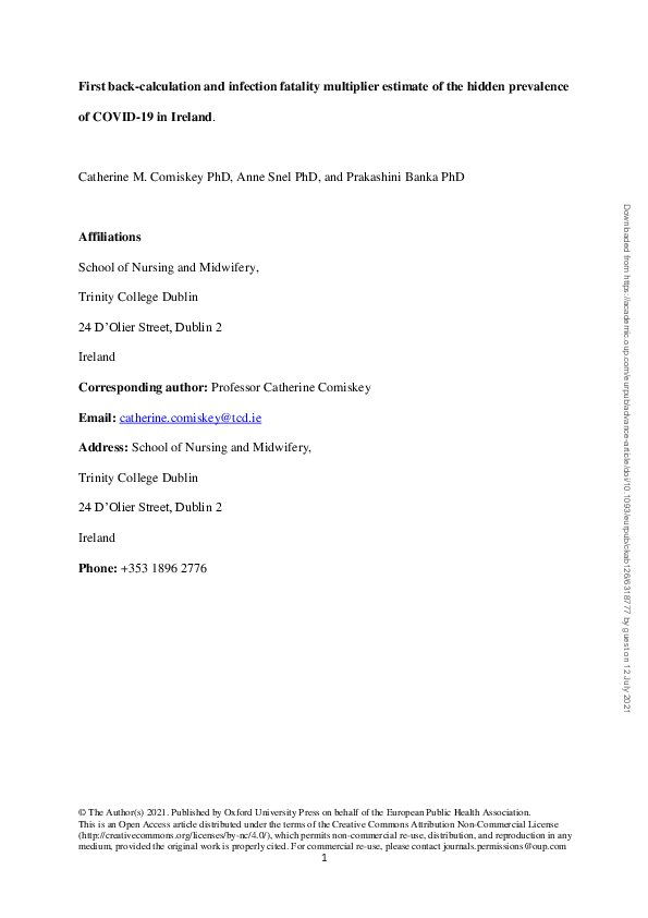 (PDF) First back-calculation and infection fatality multiplier estimate ...