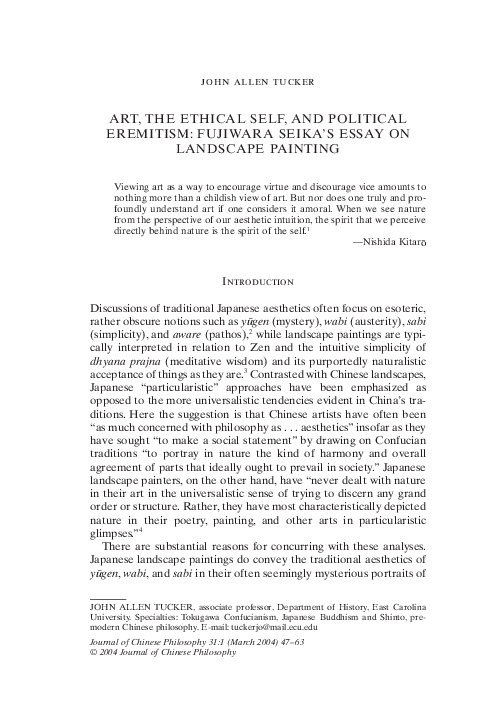 (PDF) Art, the Ethical Self, and Political Eremitism: Fujiwara Seika's ...