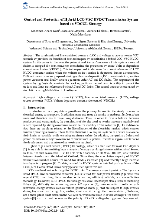 (PDF) Control and Protection of Hybrid LCC-VSC HVDC Transmission System ...