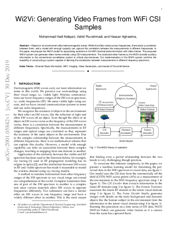 (PDF) Wi2Vi: Generating Video Frames From WiFi CSI Samples