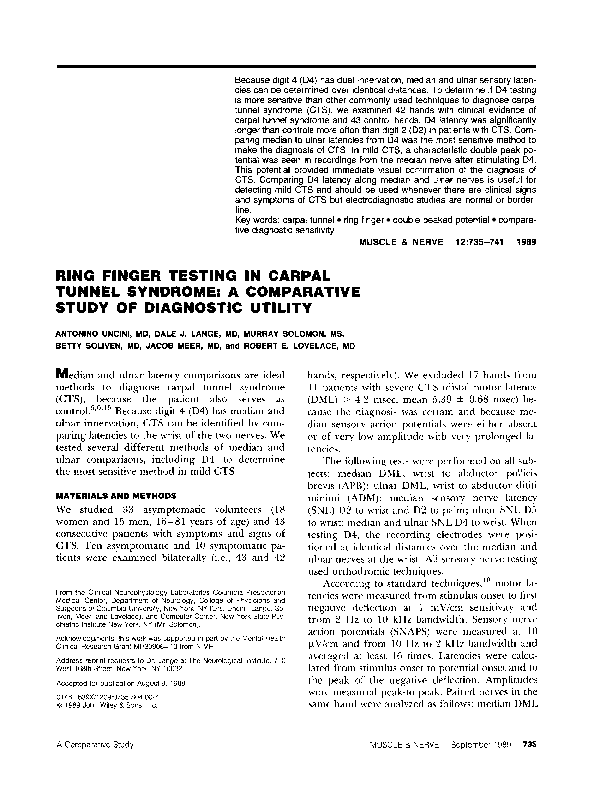 (PDF) Ring finger testing in carpal tunnel syndrome: A comparative ...