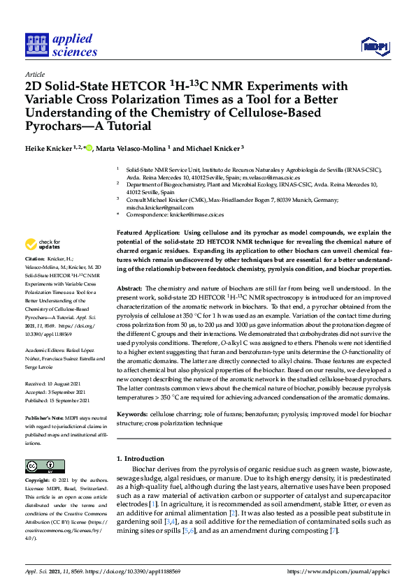 (PDF) 2D Solid-State HETCOR 1H-13C NMR Experiments with Variable Cross ...