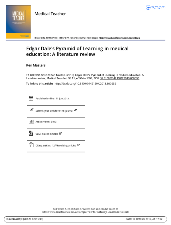 (PDF) Edgar Dale's Pyramid of Learning in medical education: A ...