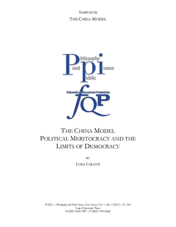 (PDF) A Discussion of Daniel A. Bell’s The China Model: Political ...