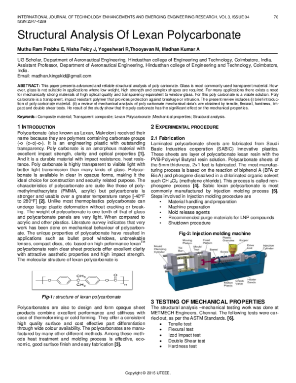 (PDF) Structural Analysis Of Lexan Polycarbonate