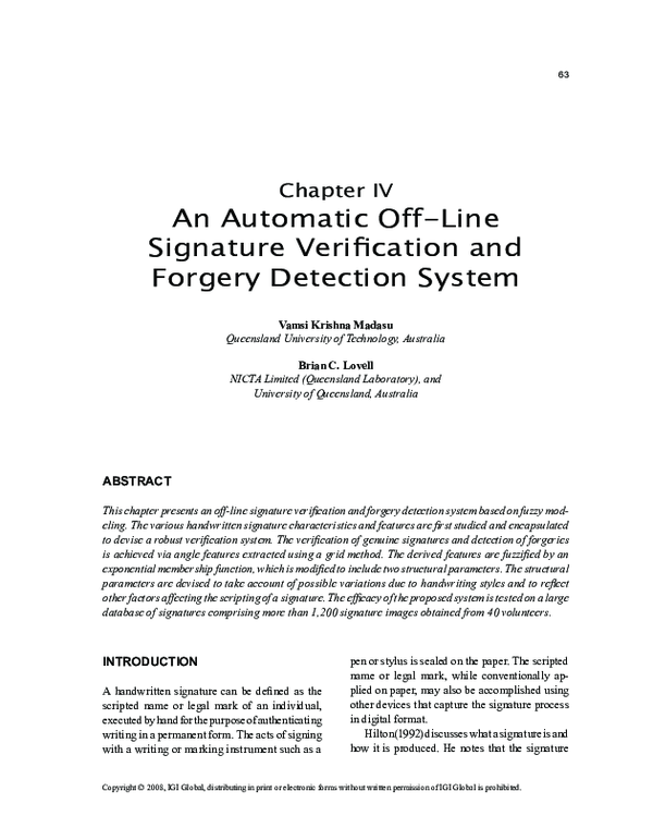 (PDF) An Automatic Off-Line Signature Verification and Forgery Detection System