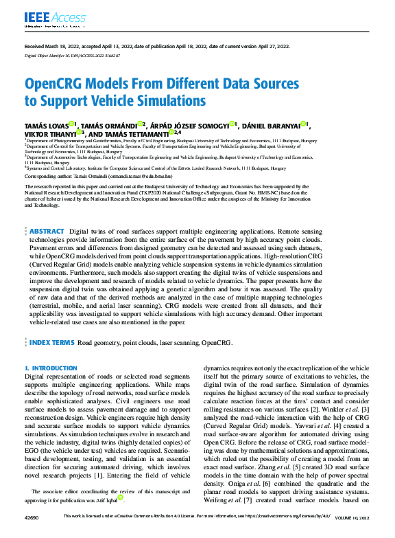 (PDF) OpenCRG Models From Different Data Sources to Support Vehicle ...