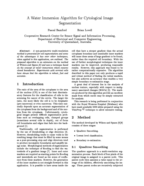 (PDF) A water immersion algorithm for cytological image segmentation