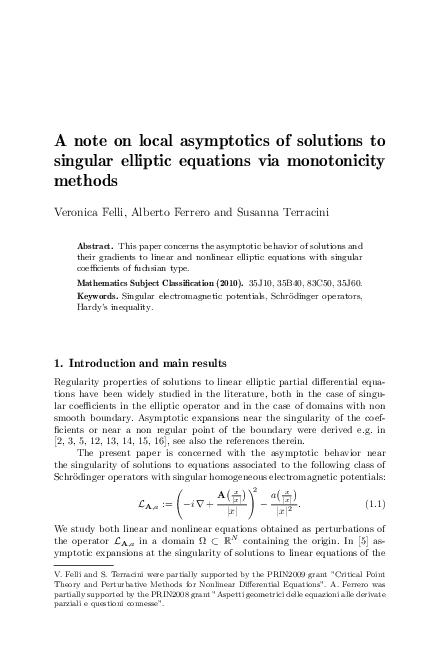 (PDF) Asymptotics of Singular Elliptic Equations