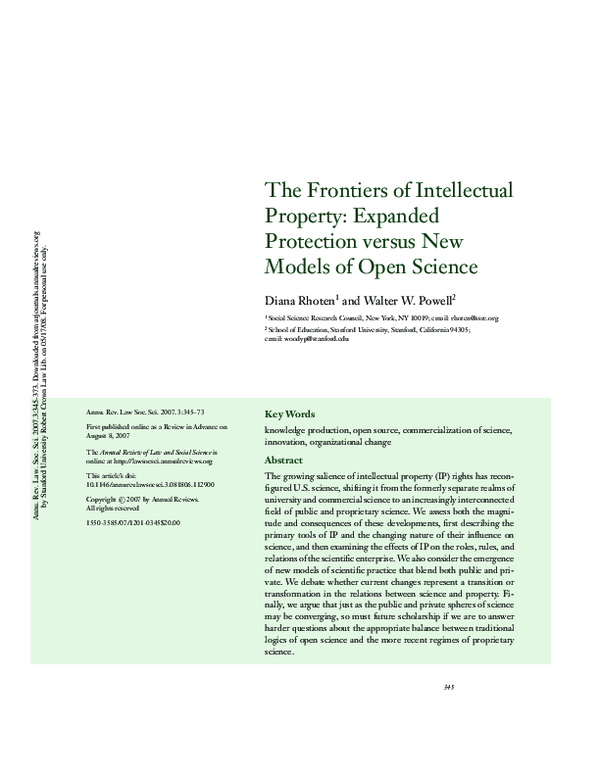 (PDF) The Frontiers of Intellectual Property: Expanded Protection ...