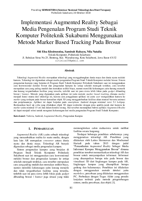 (PDF) Implementasi Augmented Reality Sebagai Media Pengenalan Program ...