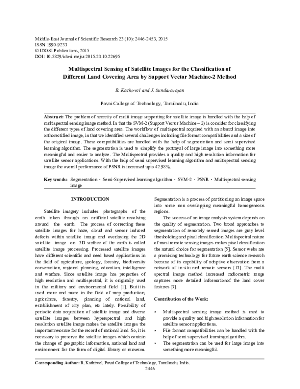 (PDF) Multispectral Sensing of Satellite Images for the Classification of Different Land ...