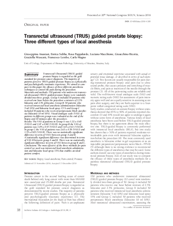 (PDF) Transrectal ultrasound (TRUS) guided prostate biopsy: Three ...