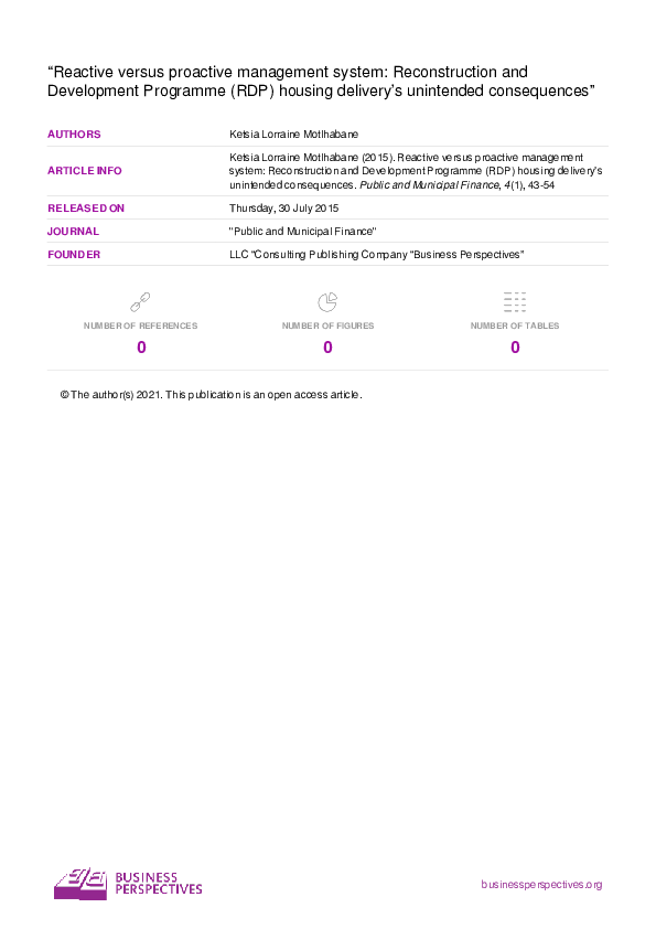 (PDF) Reactive versus proactive management system: Reconstruction and ...