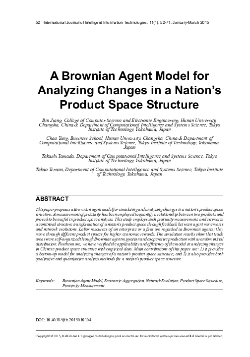 (PDF) Brownian Agent Model for Analyzing National Product Spaces
