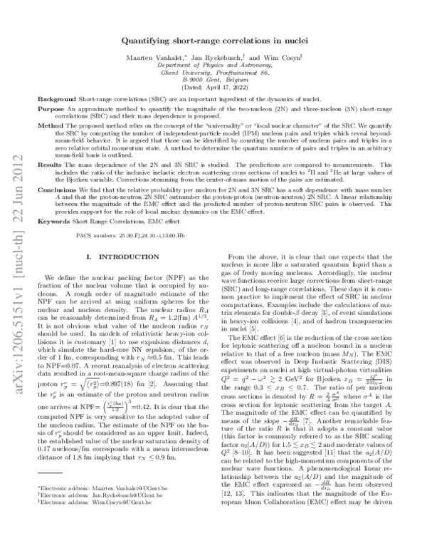 (PDF) Quantifying short-range correlations in nuclei