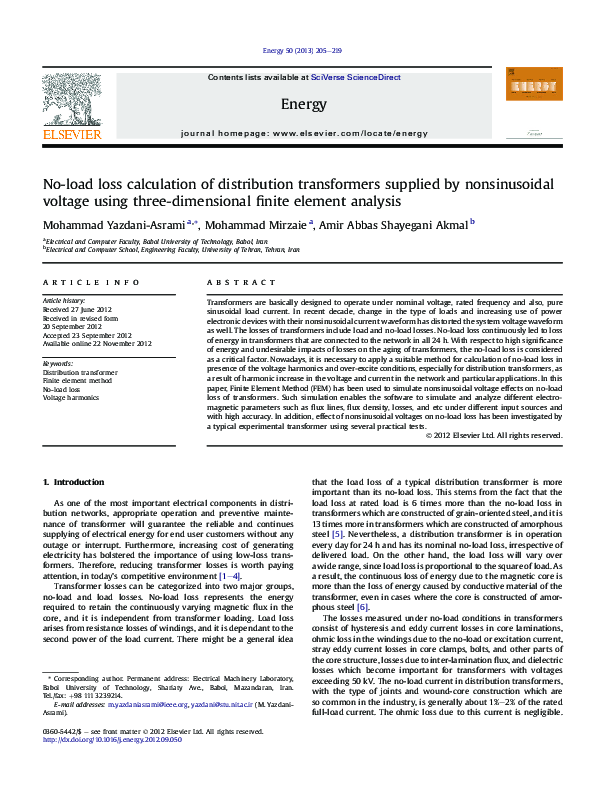 (PDF) No-load loss calculation of distribution transformers supplied by nonsinusoidal voltage ...