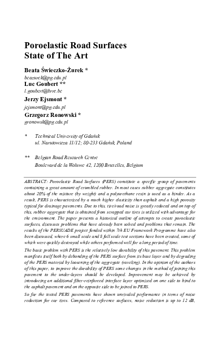(PDF) Poroelastic Road Surfaces State of The Art