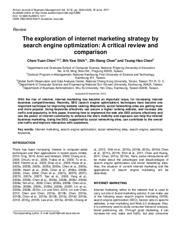 (PDF) The exploration of internet marketing strategy by search engine ...