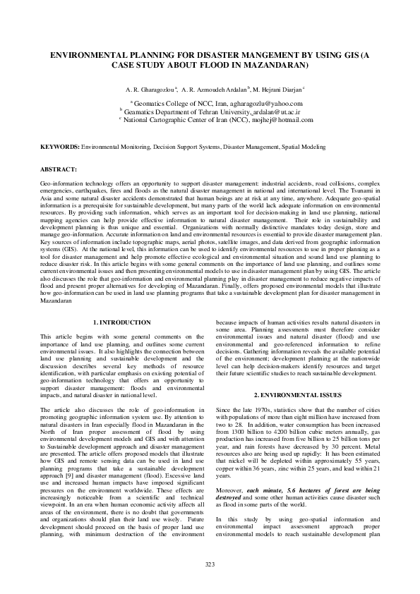 (PDF) Environmental Planning for Disaster Mangement by Using Gis (A ...
