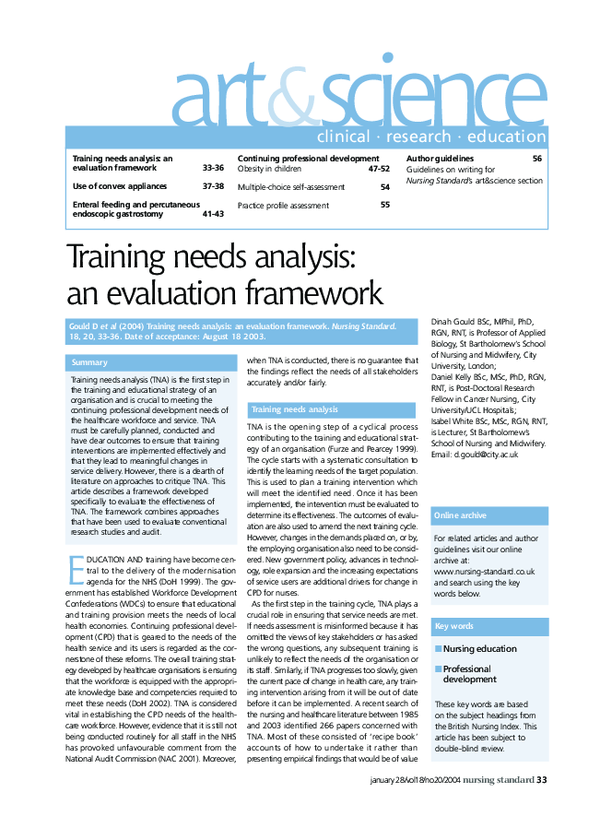 (PDF) Training needs analysis: an evaluation framework