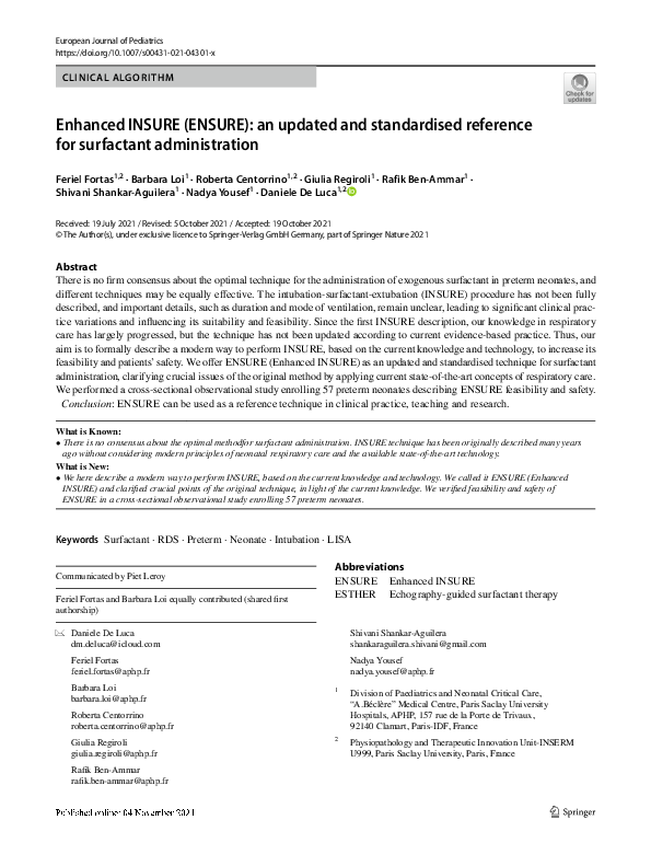 (PDF) Enhanced INSURE (ENSURE): an updated and standardised reference ...