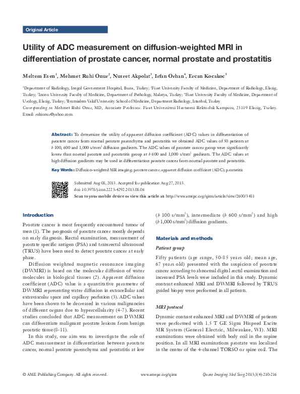 (PDF) Utility of ADC measurement on diffusion-weighted MRI in ...