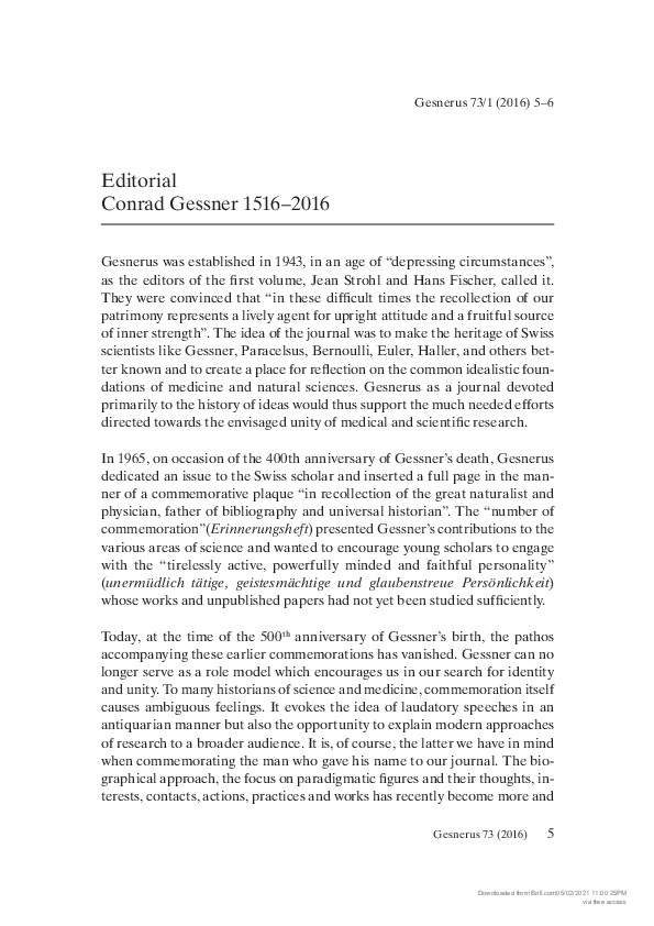 (PDF) Conrad Gessner 1516–2016
