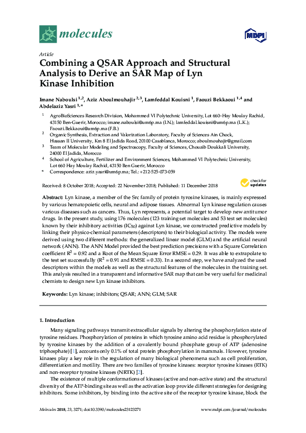 (PDF) Combining a QSAR Approach and Structural Analysis to Derive an ...
