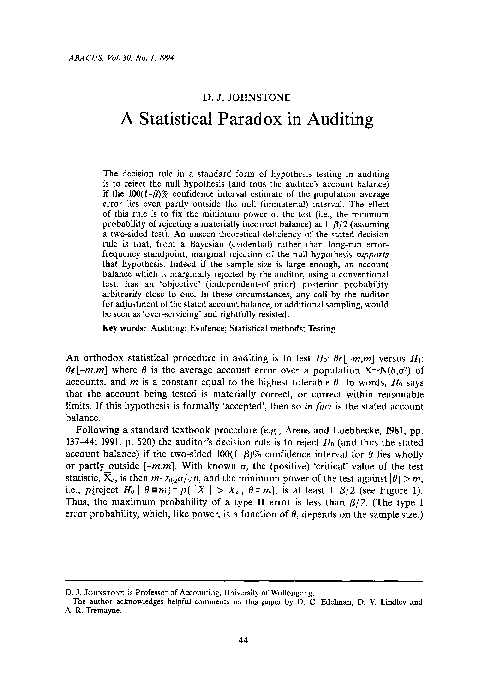 (PDF) A Statistical Paradox in Auditing