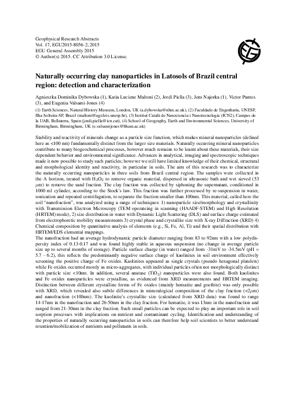 (PDF) Naturally occurring clay nanoparticles in Latosols of Brazil ...