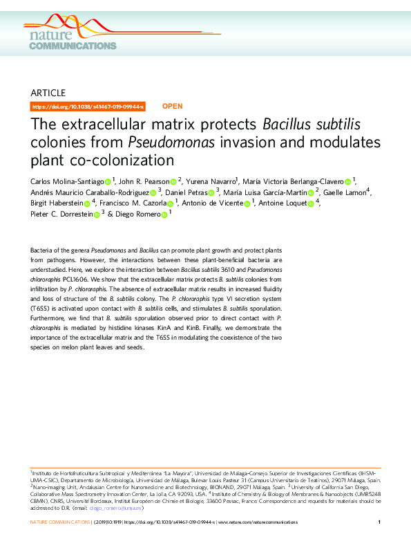 (PDF) The extracellular matrix protects Bacillus subtilis colonies from ...