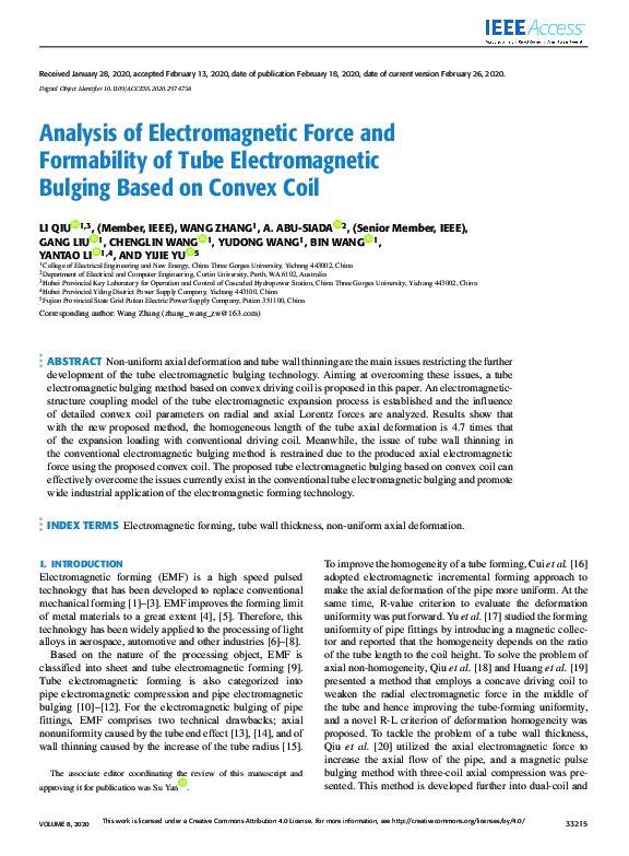 (PDF) Analysis of Electromagnetic Force and Formability of Tube ...