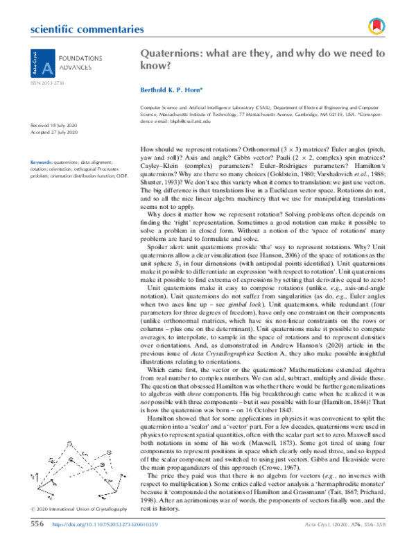 (PDF) Quaternions: what are they, and why do we need to know?