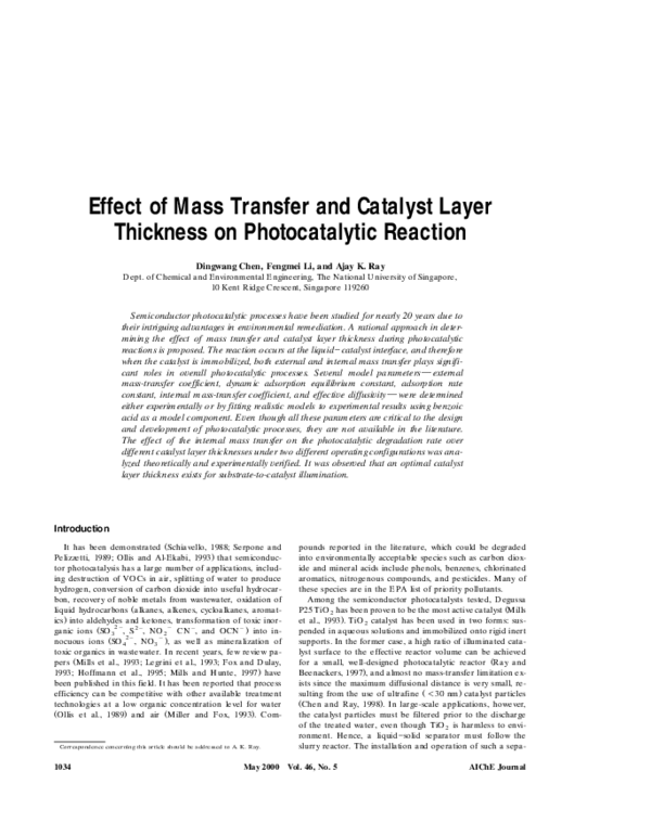 (PDF) Effect of mass transfer and catalyst layer thickness on ...