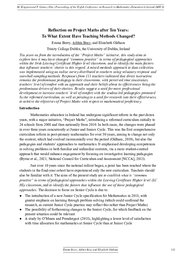 (PDF) Reflection on project maths after ten Years: To what extent have ...