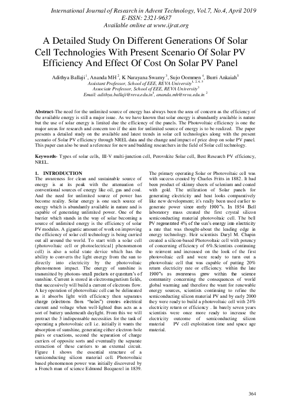 (PDF) A Detailed Study On Different Generations Of Solar Cell ...